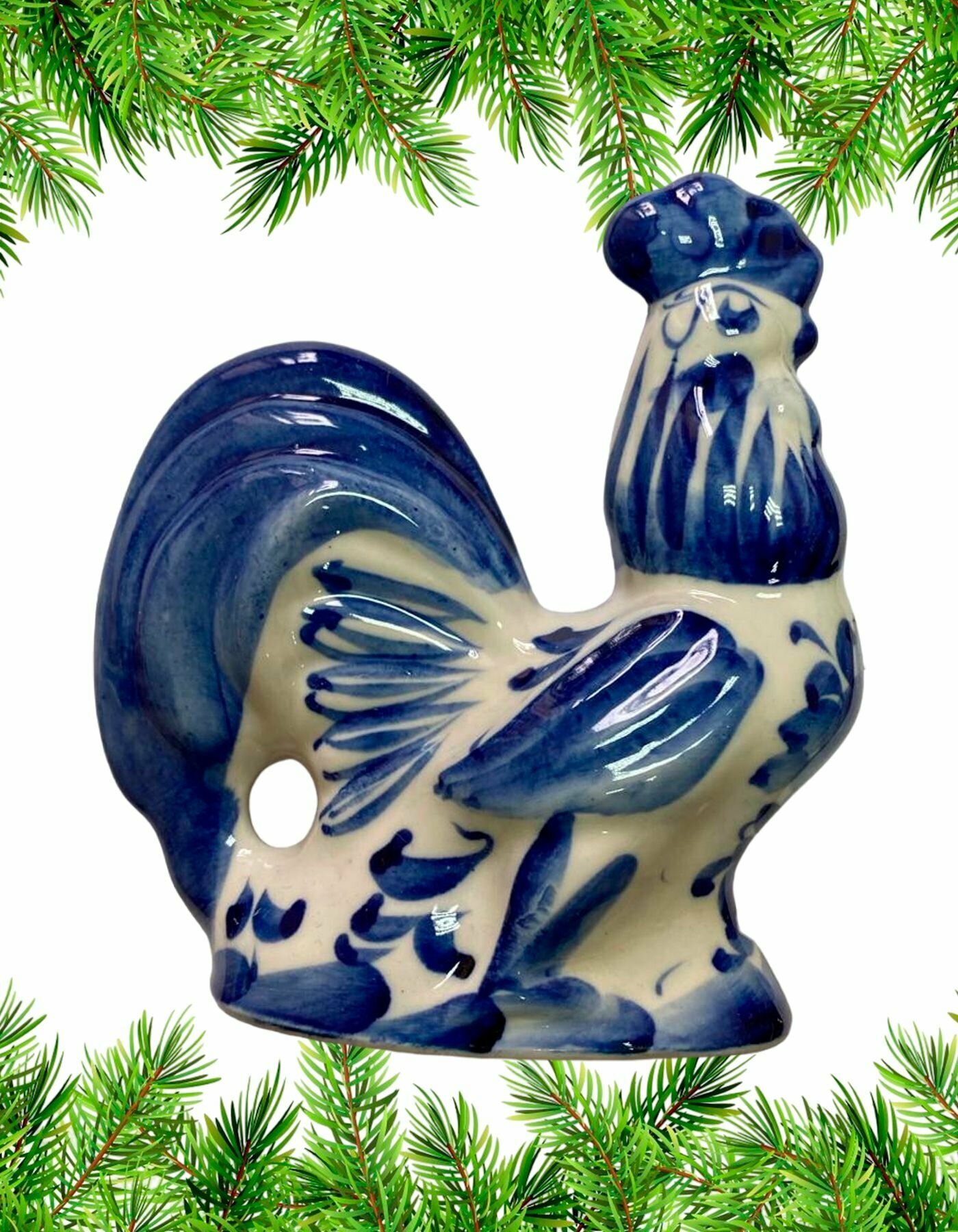 Игрушка на елку Петух ( Гжель) 13см