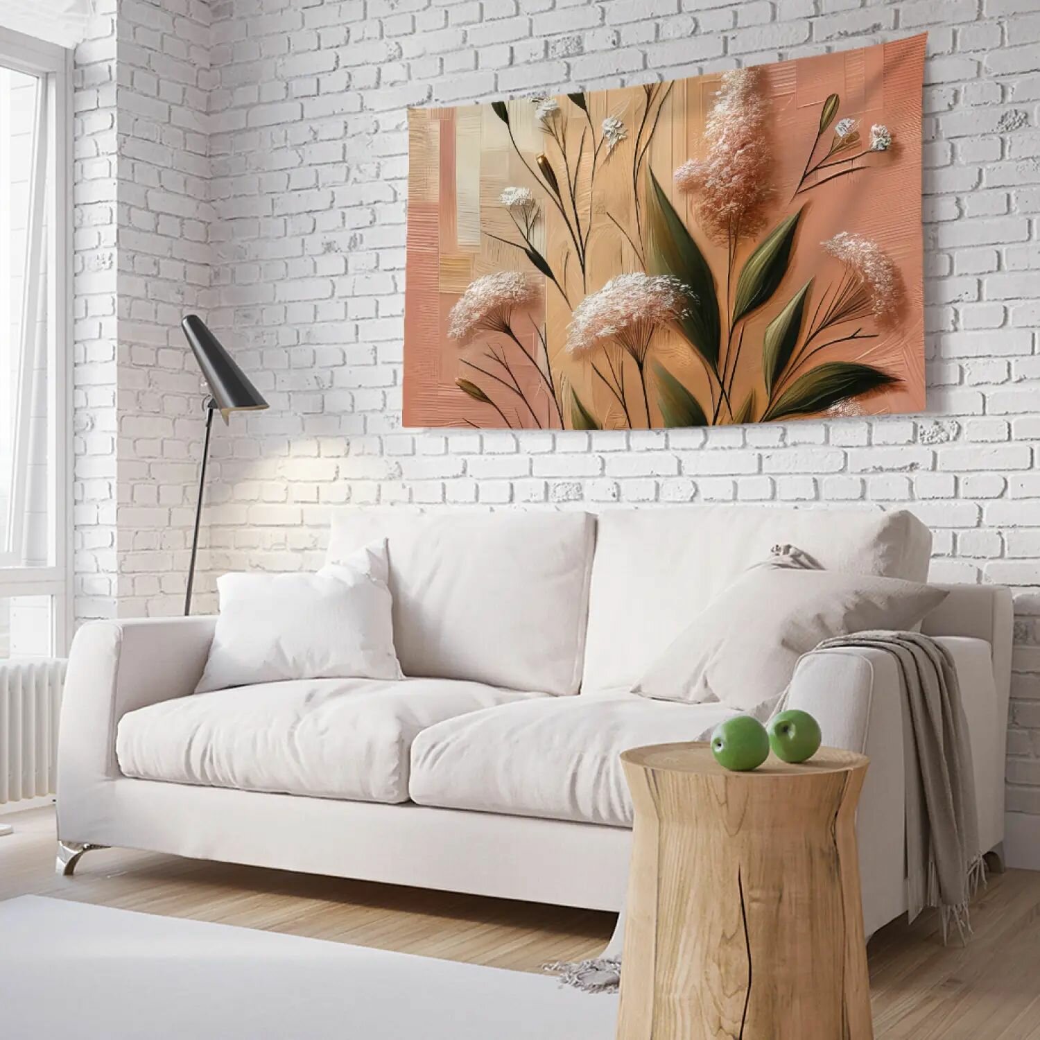 Горизонтальное фотопанно на стену JoyArty "Сухоцветы в листьях", из ткани, 100х150 см