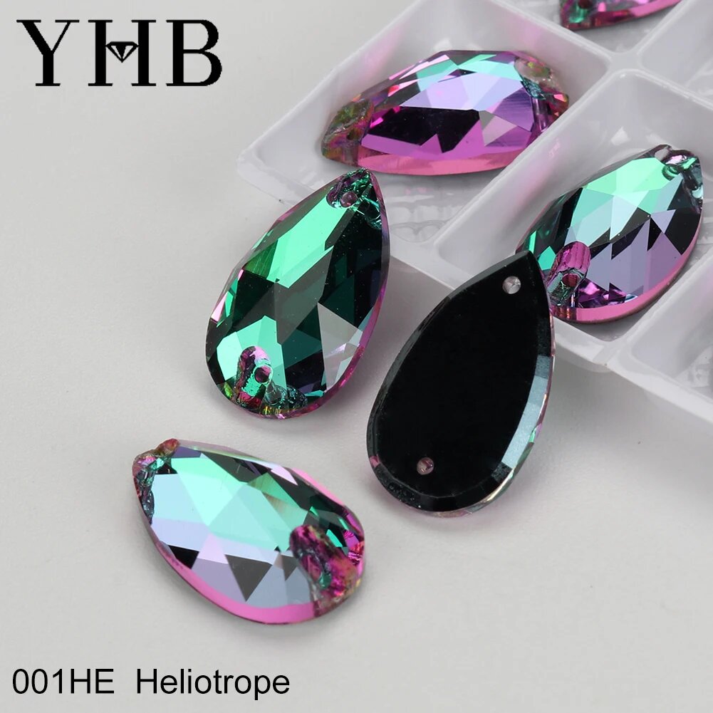 Стразы YHB 17x28 мм, 001HE Heliotrope, 12 шт