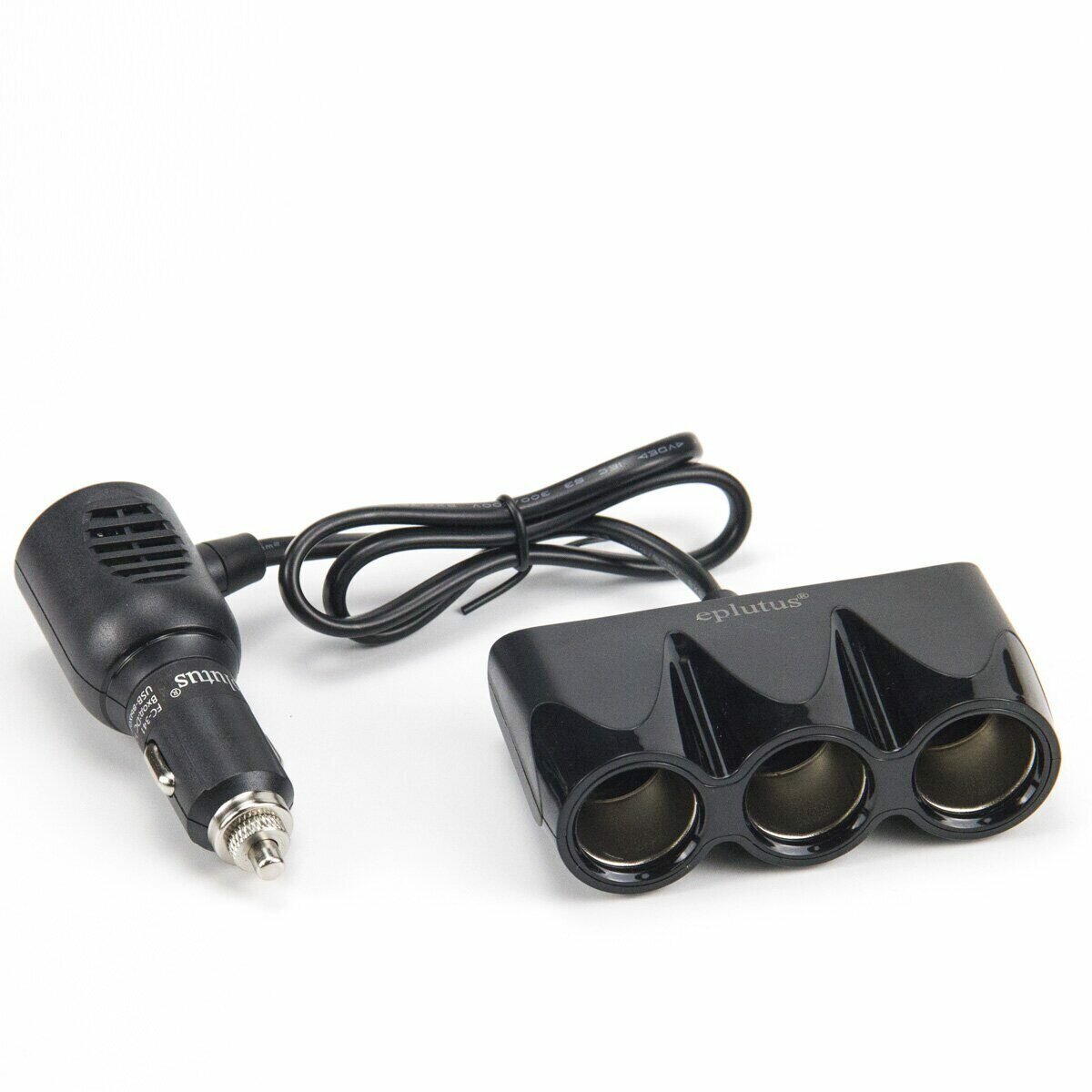 Разветвитель авто Eplutus FC-341 (2USB/3гнезда/3400mA) (черный)