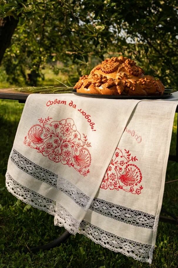 Рушник на свадьбу под каравай "Цветы", размер 40х150 см