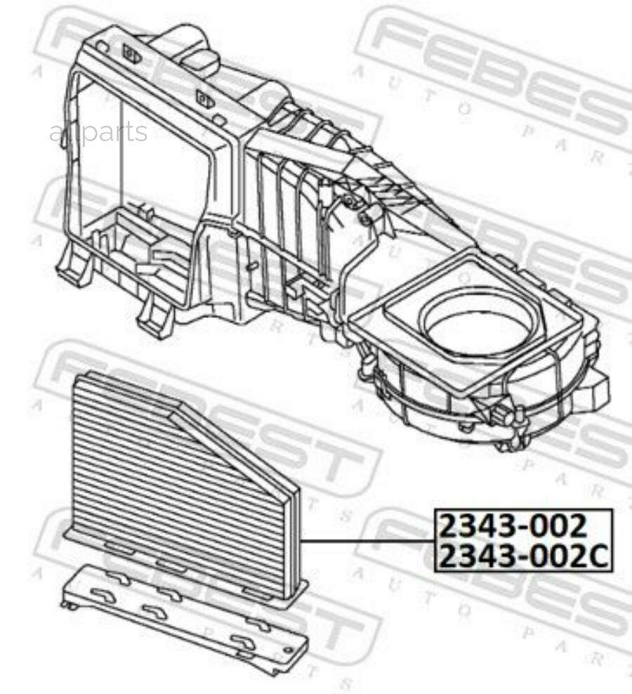 FEBEST 2343-002 фильтр салонный VOLKSWAGEN SKODA SEAT AUDI A3/S3/SPORTB./LIM./QU. 2005-2013 [USA]