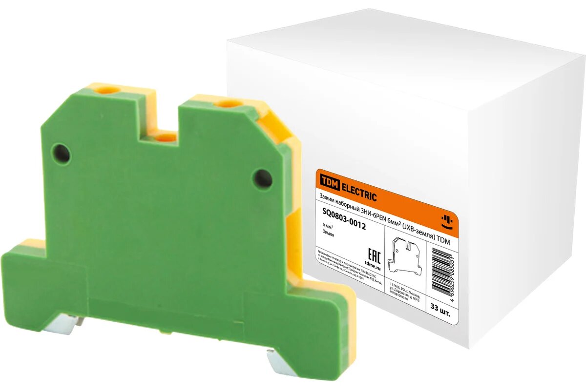 TDM ELECTRIC Зажим наборный ЗНИ-6PEN 6мм2 JXB-земля 33 шт. SQ0803-0012