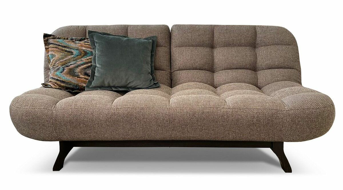 Диван прямой раскладной 200х90х100 см Космо AH! DIVAN, с регулируемой спинкой, механизм клик-клак, коричневый рогожка