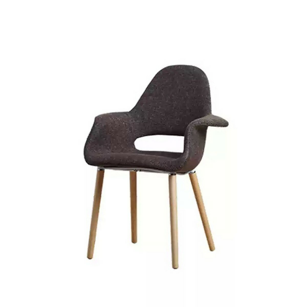 Стул Organic Chair Charles дизайн Eames & Eero Saarinen (темно-коричневый лен, ножки светлое дерево)