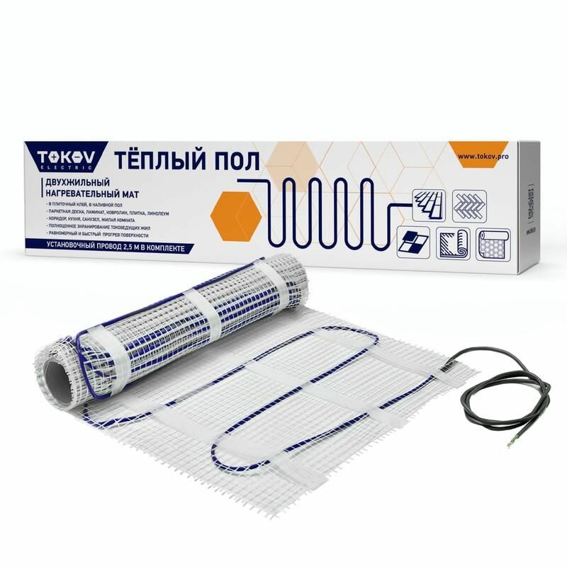 Комплект «Теплый пол» (мат) 150Вт/кв. м 1.5кв. м TOKOV ELECTRIC TKE-MAT150-225-1.5