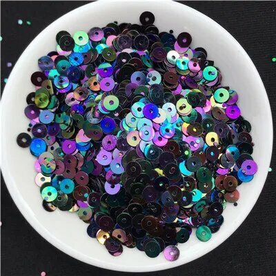 Плоские круглые ПВХ пайетки isequins 3 мм 4 мм 5 мм 6 мм Mix Size 1200pcs 10g, AB Plated Black