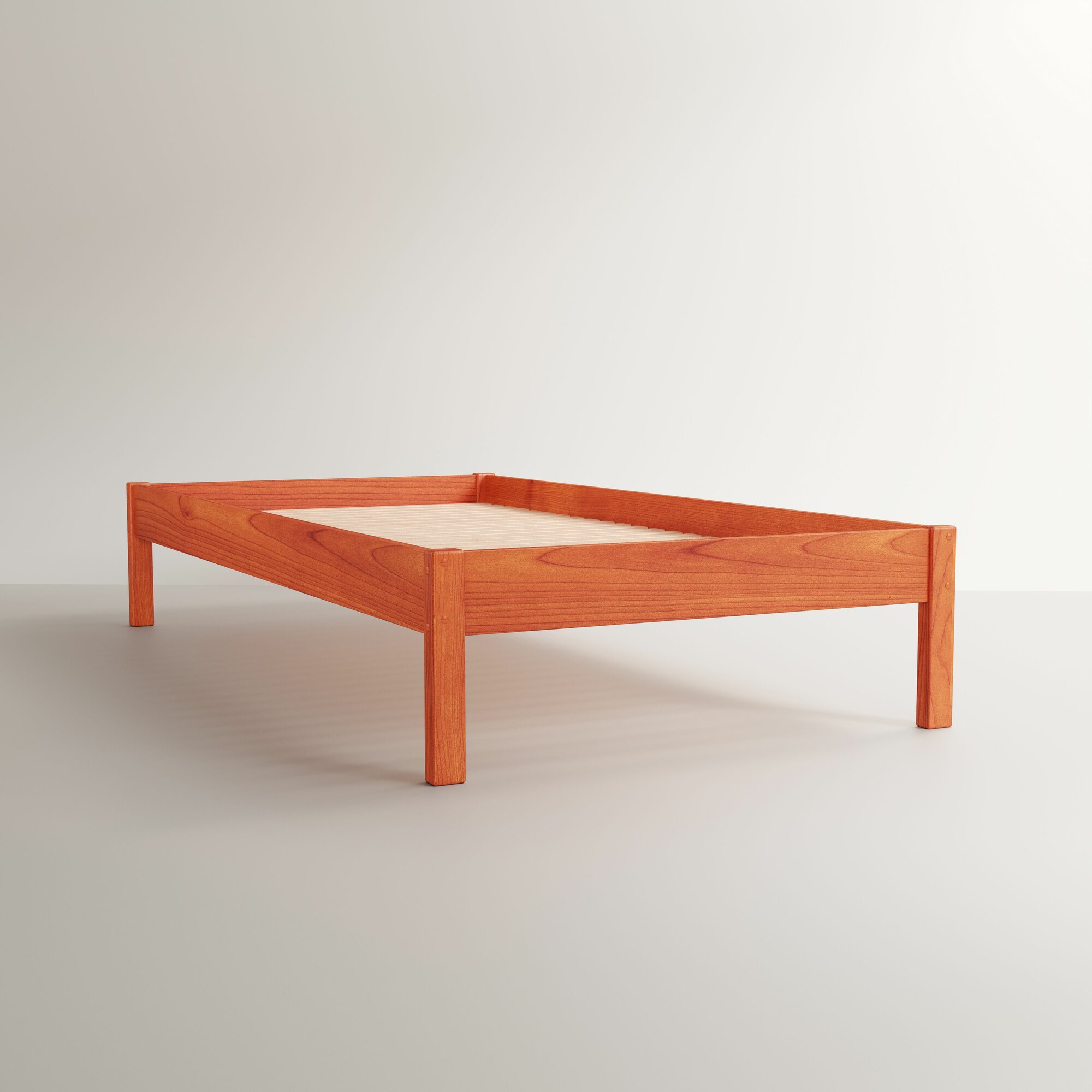 Кровать односпальная, 120х200 см, Hansales, деревянная, без изголовья, из массива березы, цвет красное дерево