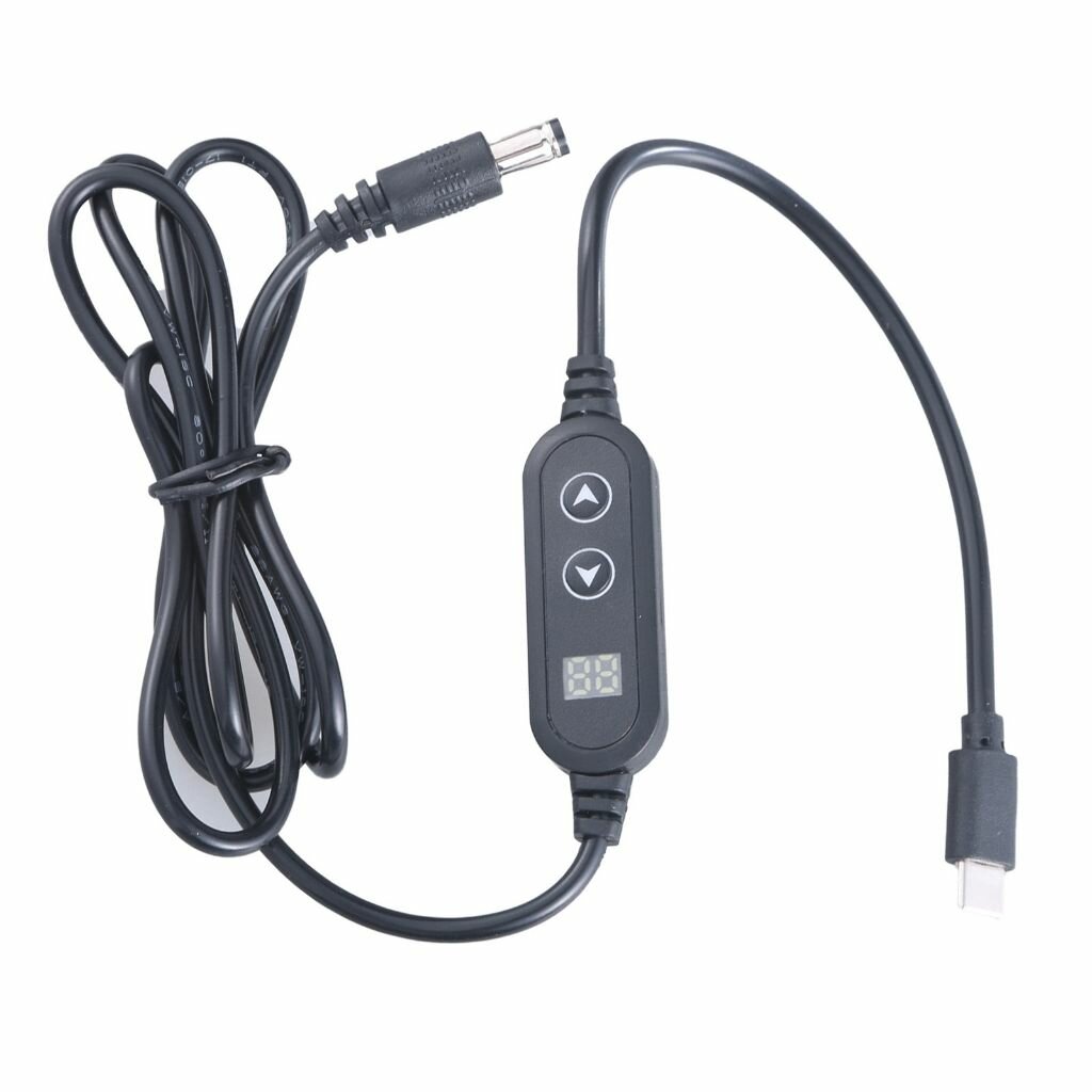 Кабель регулирования напряжения типа C до 5,5x2,5 мм USB DC5525 Шнур питания Линейный регулируемый 5 В-9 В-12 В-15 В-20 В 3 А