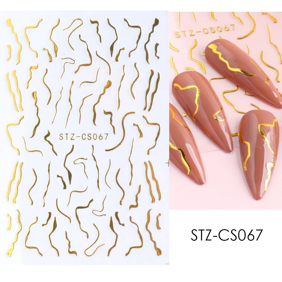 3D Золотые наклейки для ногтей STZ-CS067