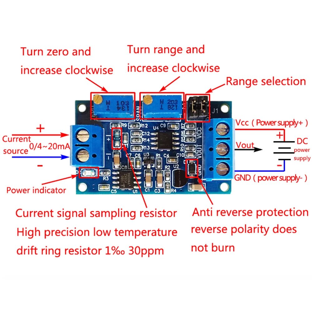 1 шт. 4-20 мА от 0-20 мА до 0-3,3 В 0-5 В 0-10 В преобразователь тока в напряжение модуль преобразования сигнала 0-20 мА 4-20 мА передатчик ввода-вывода