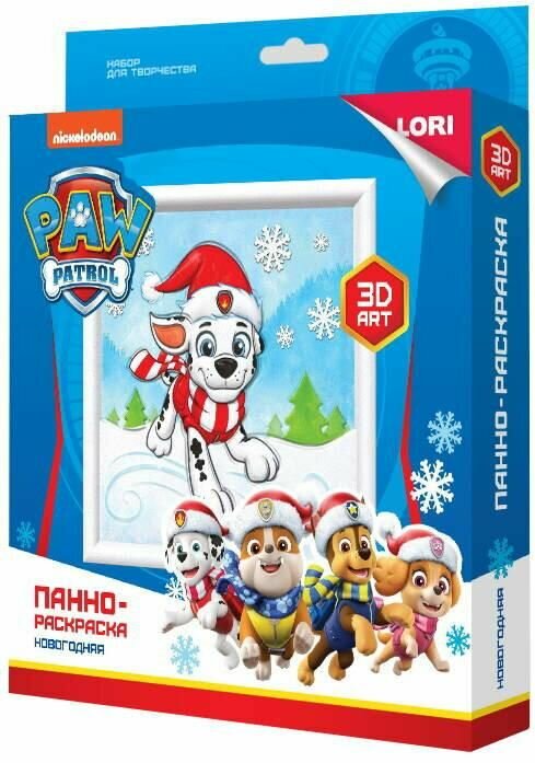 Панно-раскраска LORI "3D Art", Щенячий патруль, Маршал, новогодняя