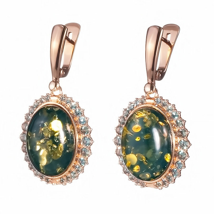 Серьги Amberprofi, серебро, 925 проба, янтарь