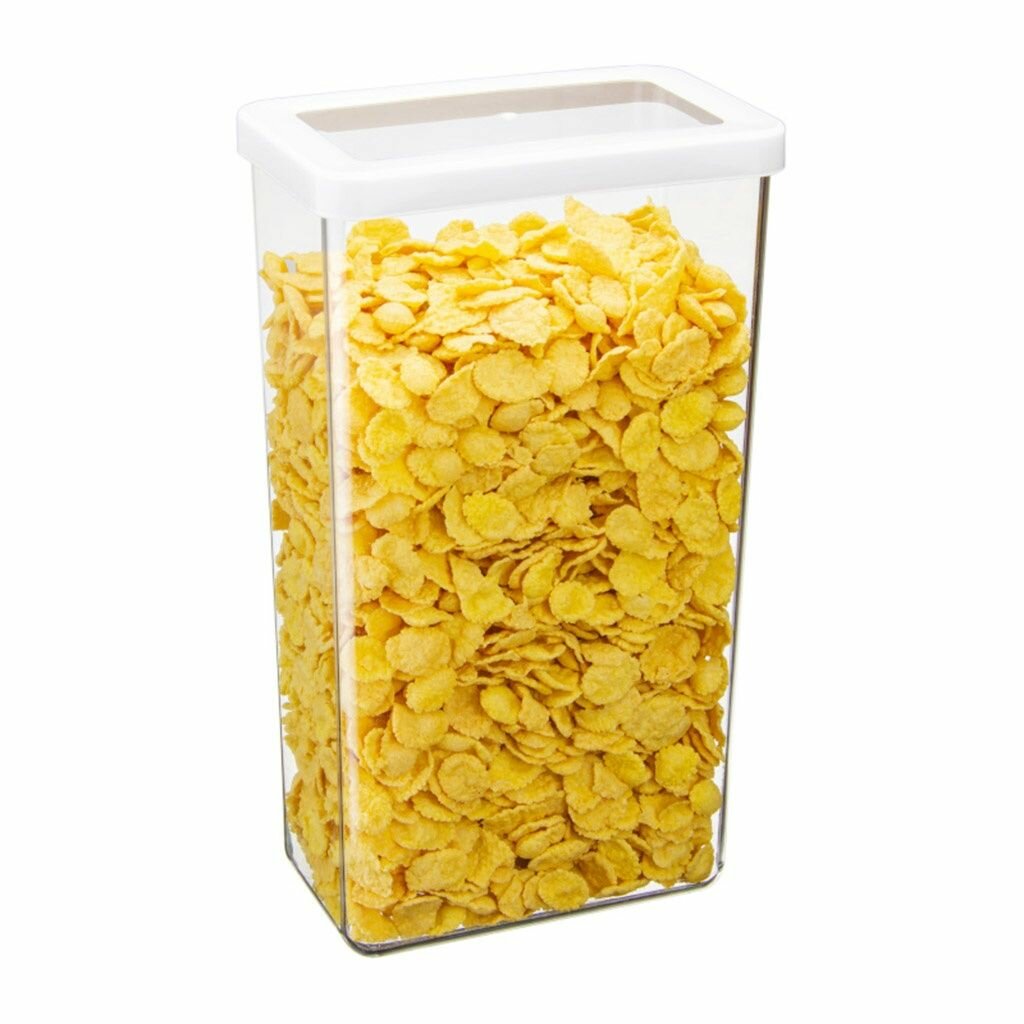 Банка для сыпучих продуктов Idea пластмассовая "Степ" 3,2 л, 16х10х28 см, белый (М1299)