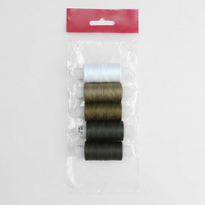 Набор швейных ниток Красная нить 200 м, 5 шт, цвет хаки спектр