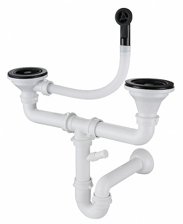 Сифон двойной с круглым переливом GranFest 12G14PB4-P2A черный