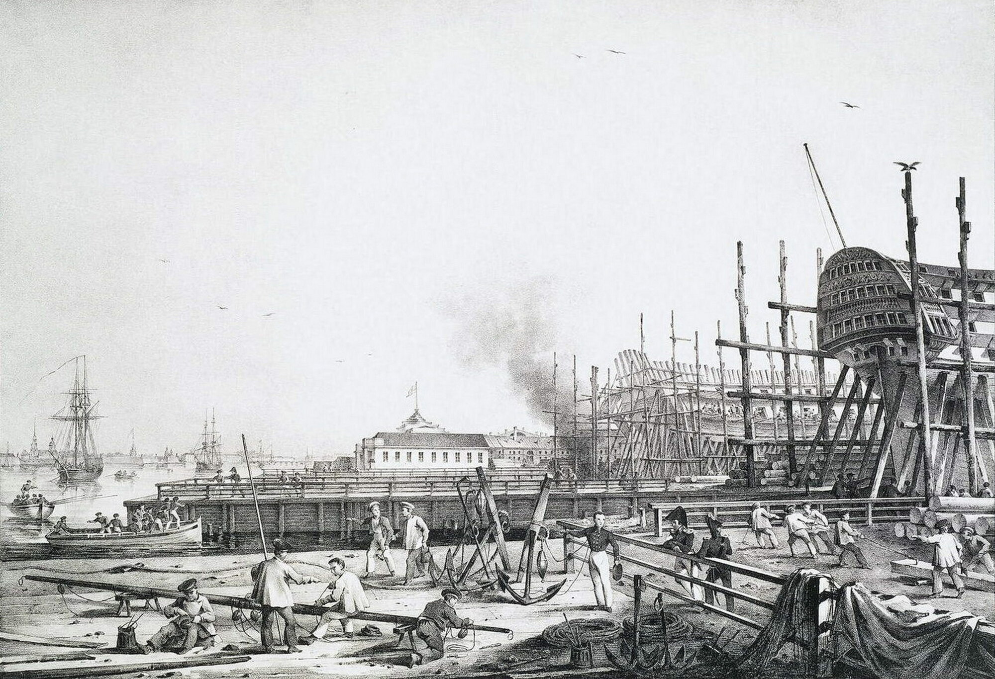 Картина Беггрова Карла Петровича Адмиралтейская верфь 80х54 см