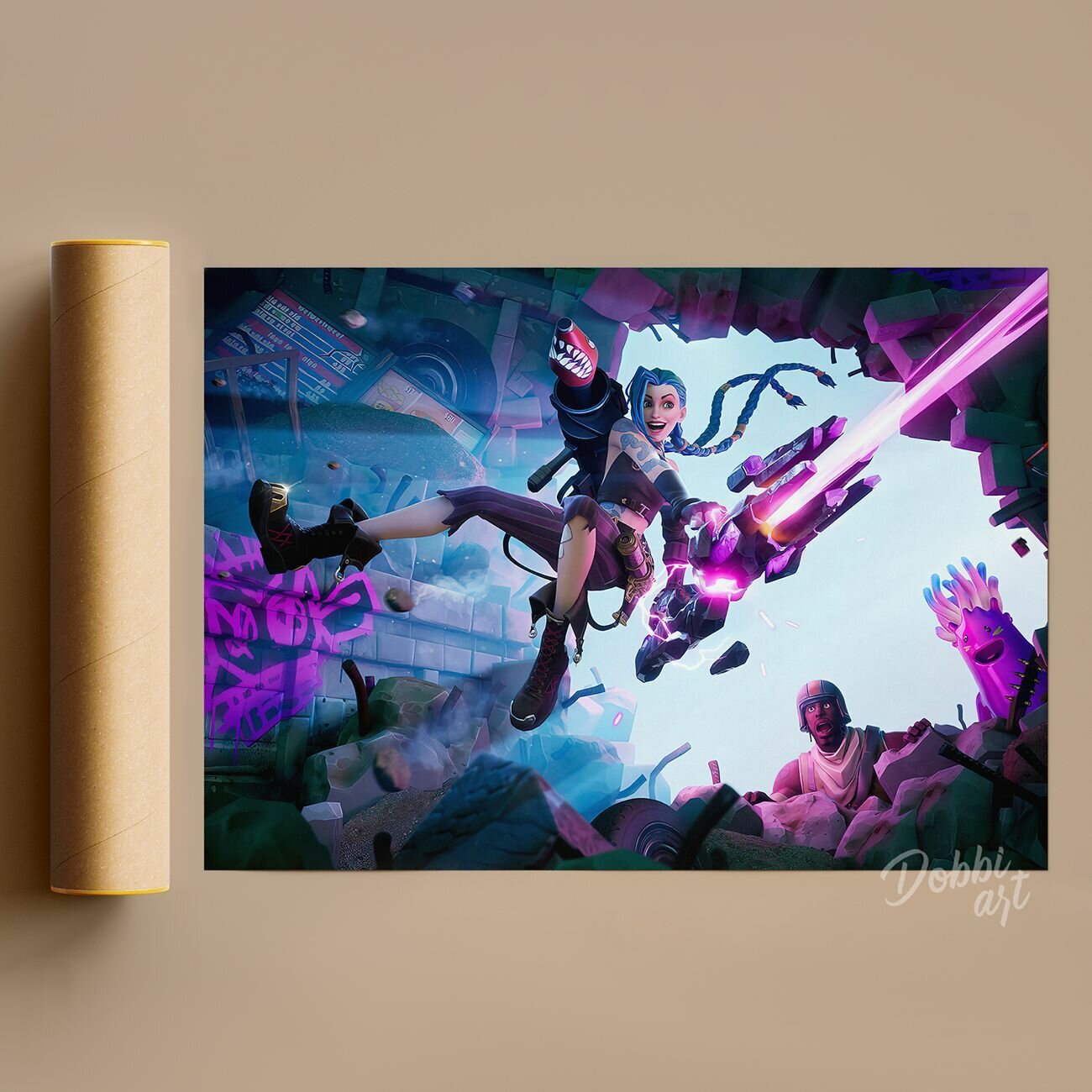 Постер Фортнайт 60х80 см без рамы/ Джинкс, Jinx, Аркейн/ Плакат для интерьера, в подарок