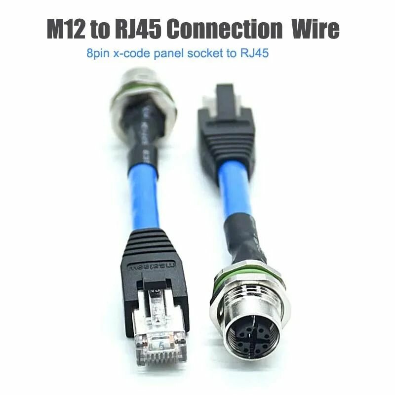 M12 8-контактный X-образный разъем для кодирования плоскости RJ45, соединительный провод Cat6 RJ45, экранированная сенсорная линия M12 для енной камеры