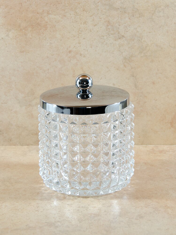 Органайзер для ватных дисков Proffi Home серии Glass, металл, толстое рифленое стекло, 450 мл