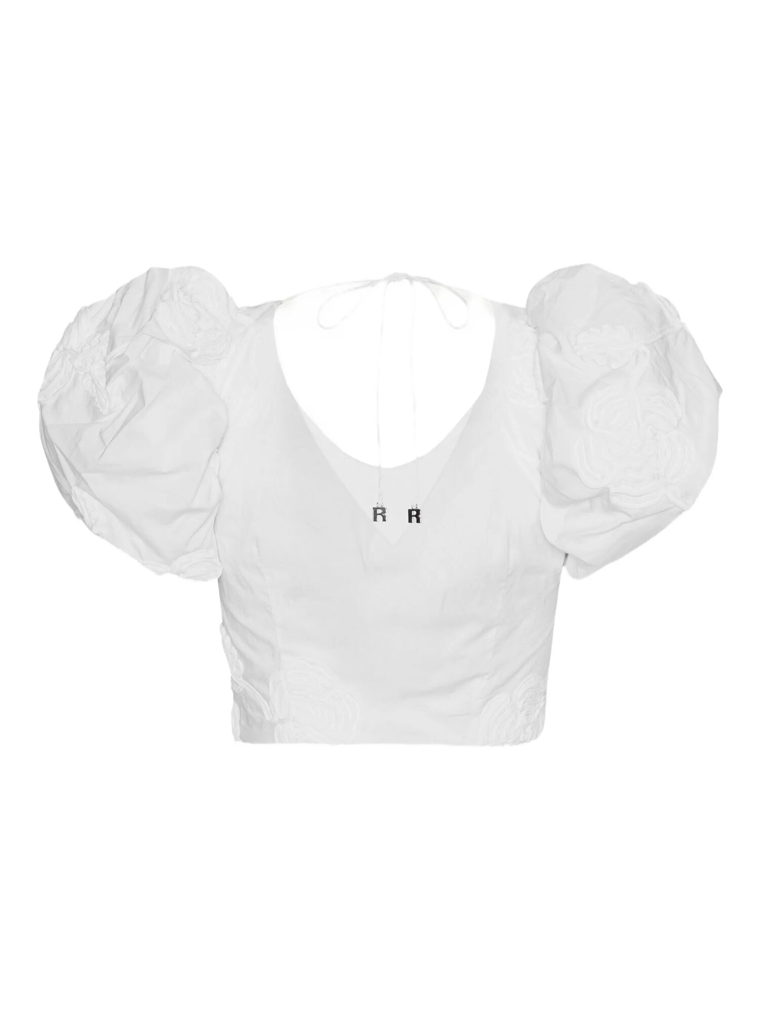 Топ Топ с объемными рукавами и цветочной вышивкой