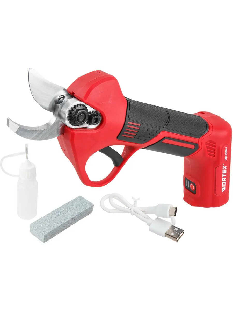 Аккумуляторный секатор садовый WORTEX CBS 2030-1, для веток диаметром до 25 мм (1334890)