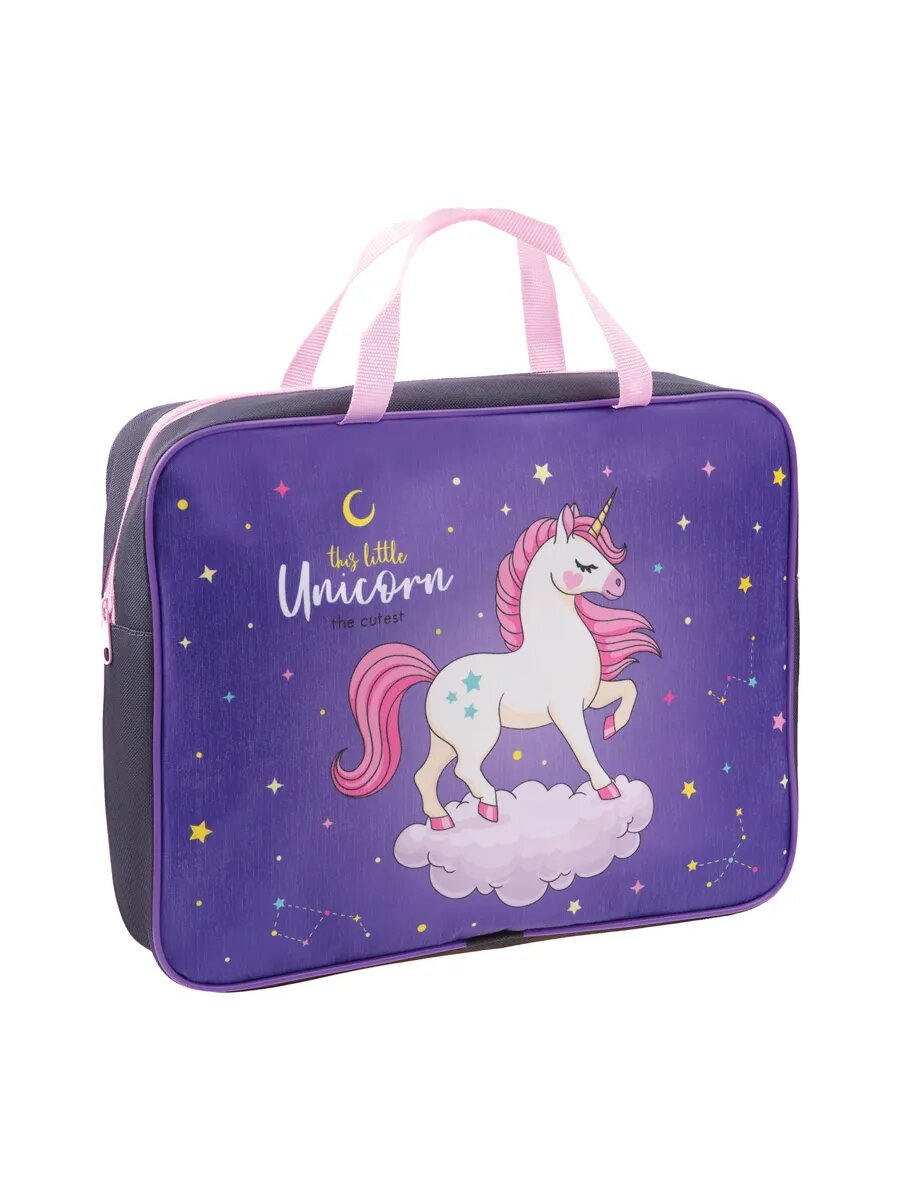 Папка с ручками А4 ArtSpace "Unicorn", полиэстер, на молнии, 70мм