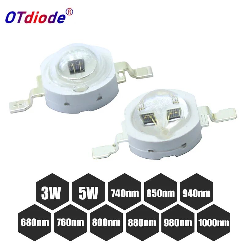 ИК-диоды 3Вт/5Вт OTdiode для ночного видения, 3 Watt x 10 Pieces, IR 970-980nm (980nm)