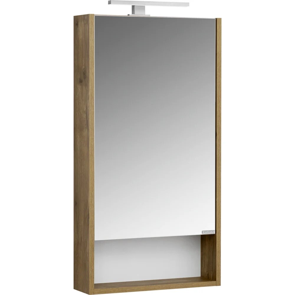 AQUATON Акватон Зеркальный шкаф Сканди 45 белый, дуб рустикальный 1A252002SDZ90