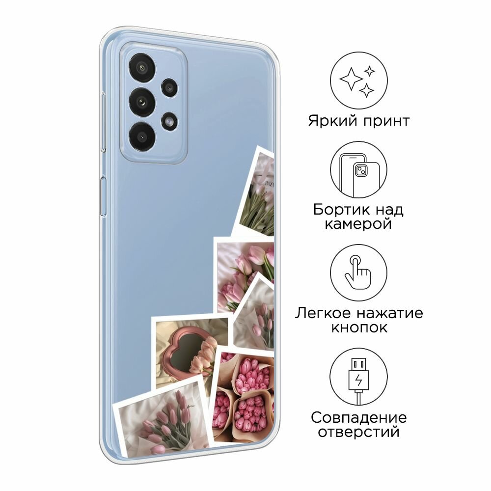 Чехол на Samsung Galaxy A23 / Самсунг Галакси А23 с принтом "Весенние фото - 8 марта", прозрачный — фото 1