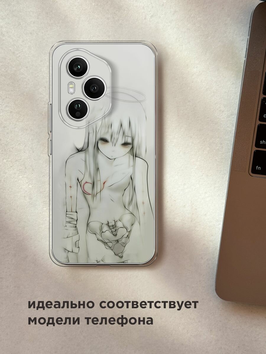 Чехол на Honor 400 Pro / Хонор 400 Про с принтом "Аниме рисунок чёрно-белый" — фото 1