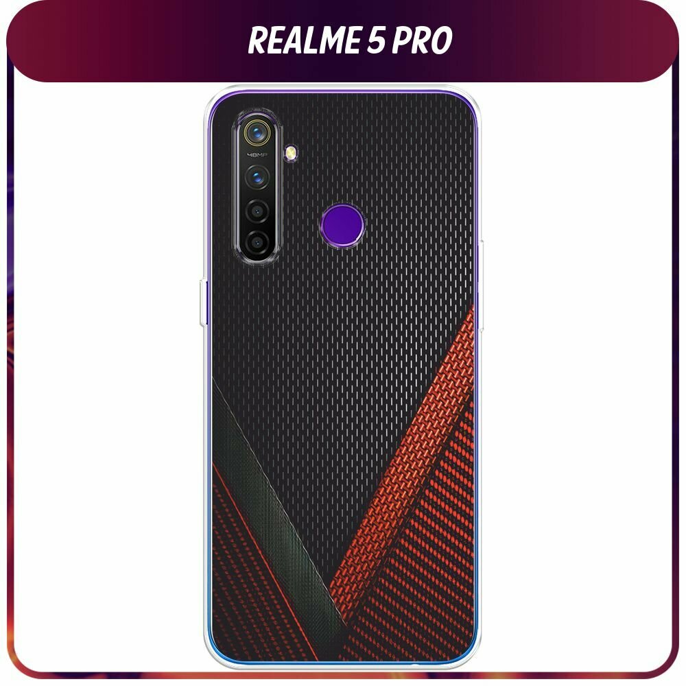 Чехол на Realme 5 Pro / Реалми 5 Про с принтом "Красный карбон"