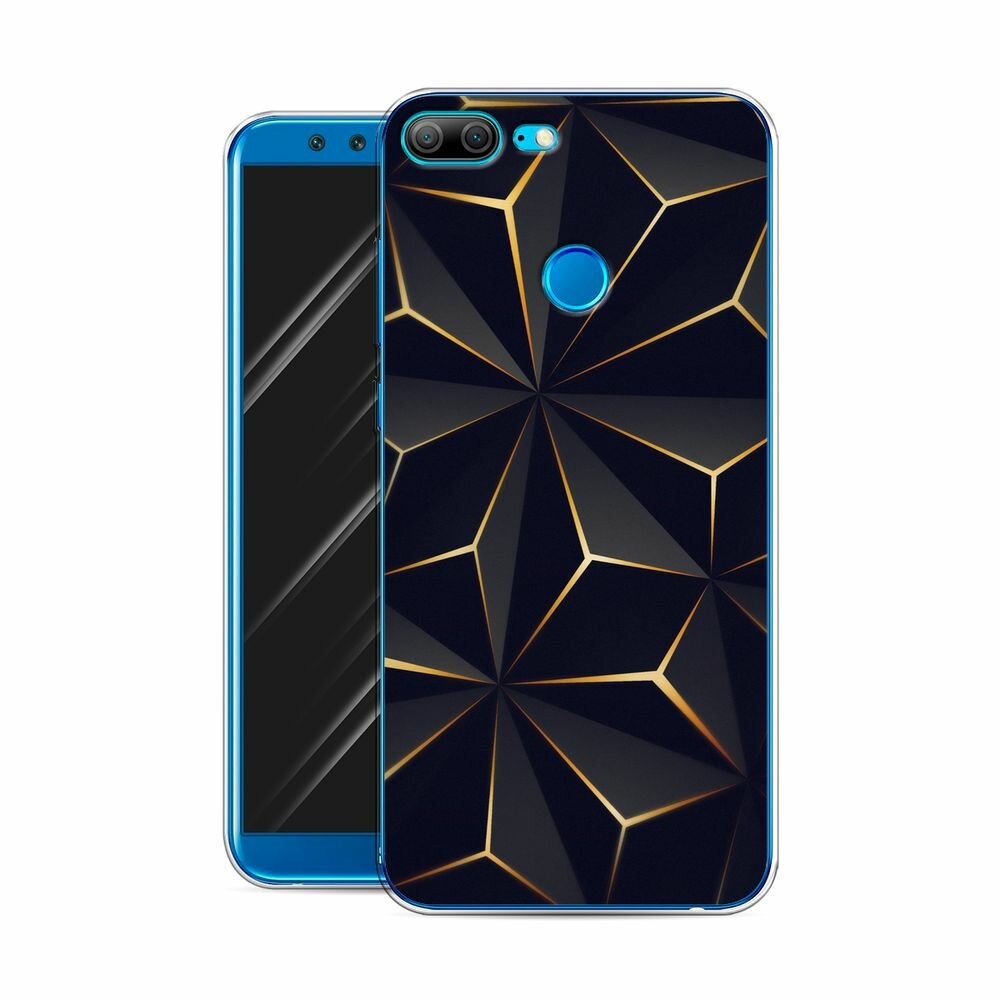 Чехол на Honor 9 Lite / Хонор 9 Лайт с принтом "Черные полигоны" — фото 1