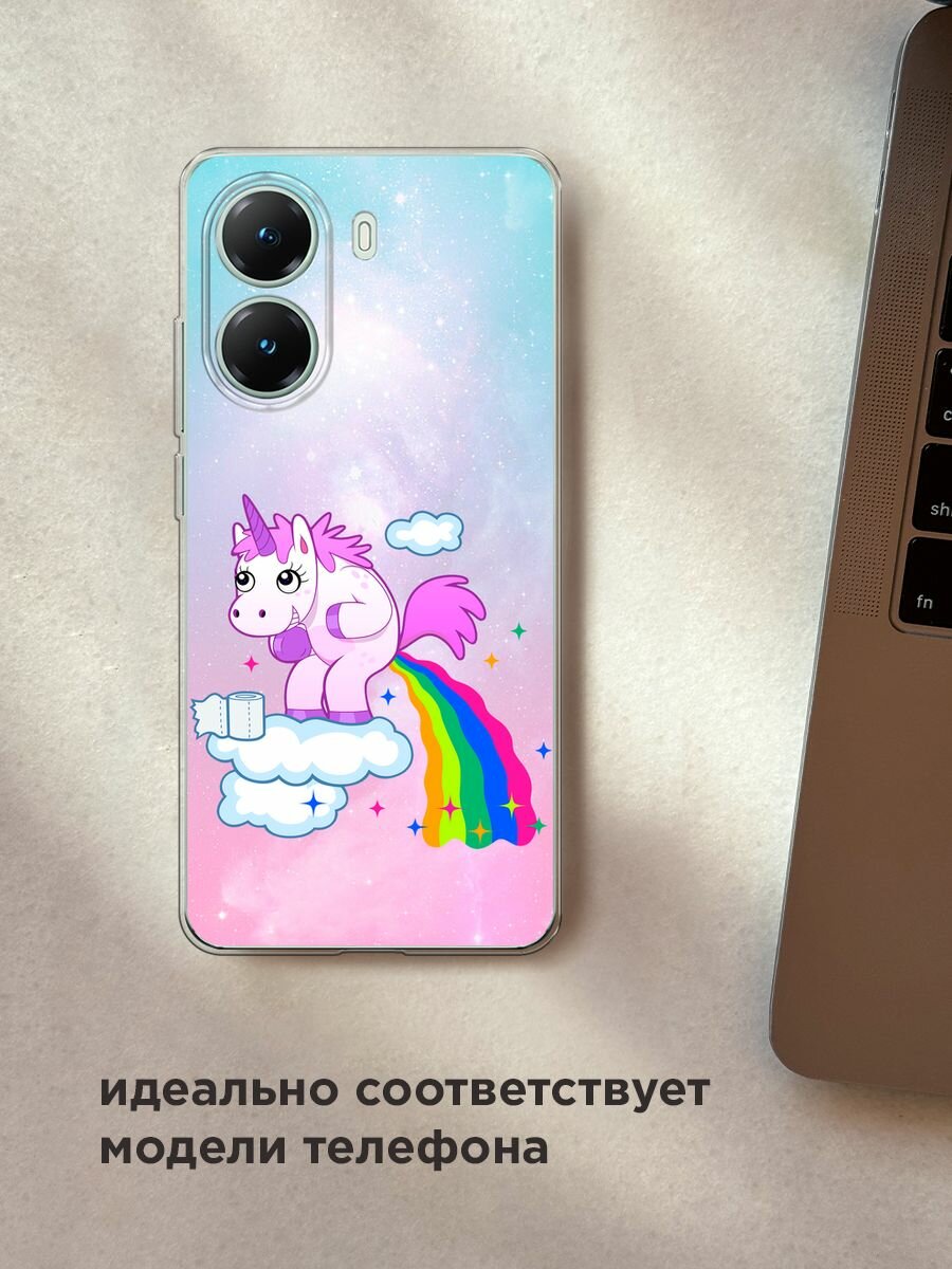 Чехол на Poco X7 Pro / Поко X7 Про с принтом "Единорог какает" — фото 1