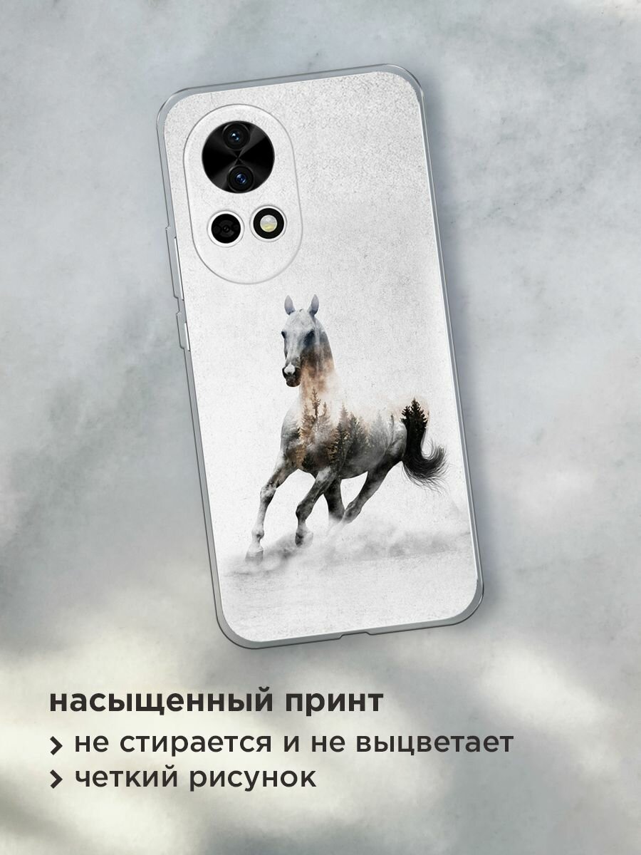 Чехол на Huawei Nova 12/Nova13 / Хуавей Нова 12/Нова 13 с принтом "Лошадь лес" — фото 1