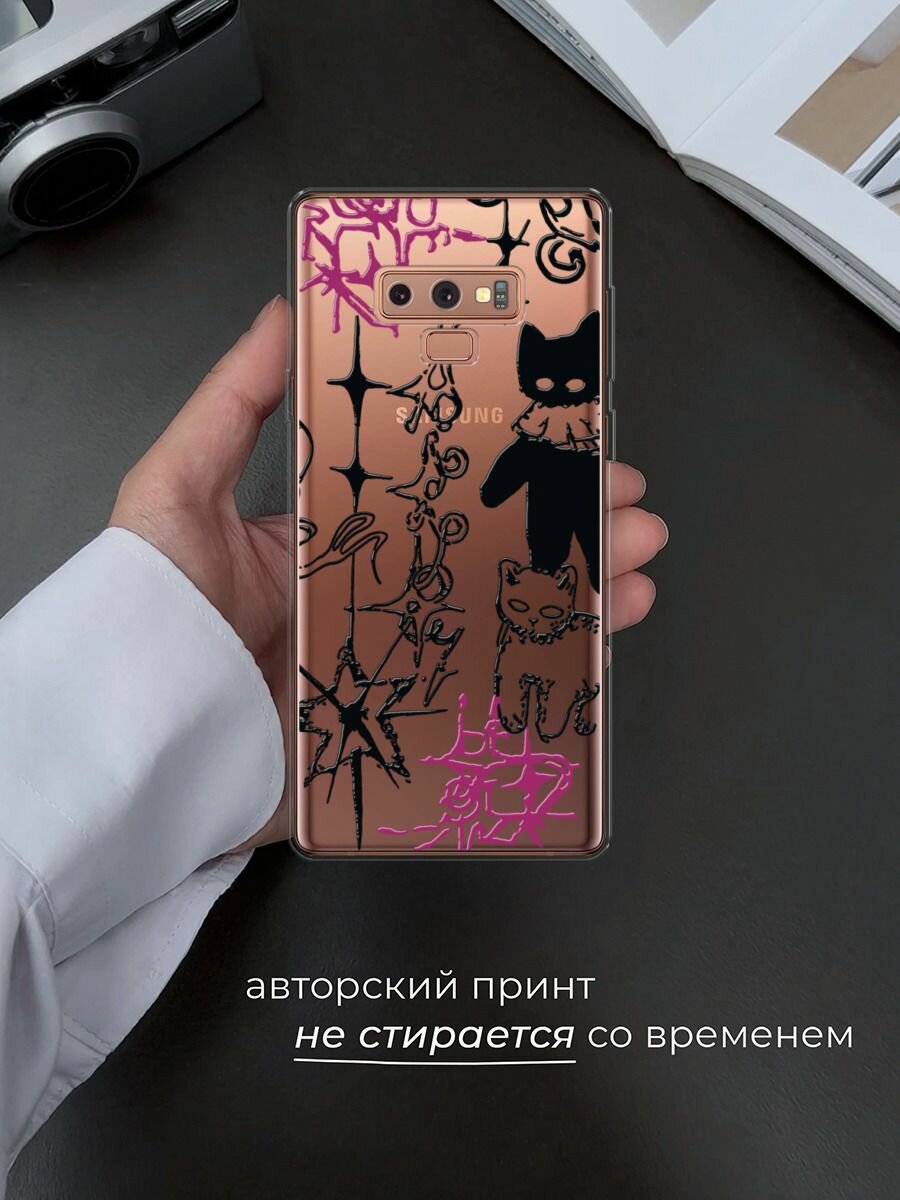 Чехол на Samsung Galaxy Note 9 / Самсунг Галакси Нот 9 с принтом "Готические котики" — фото 1