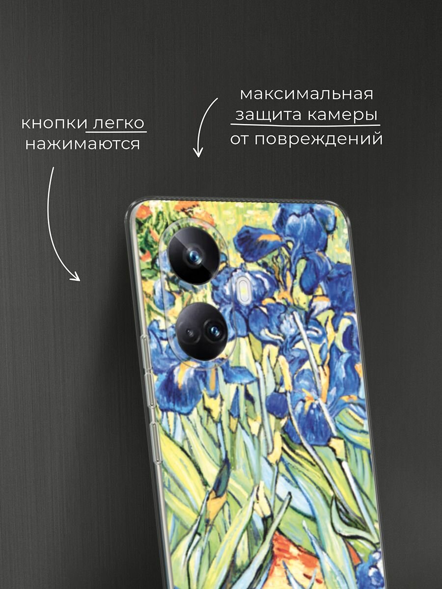 Чехол на Realme 10 Pro+ / Реалми 10 Про+ с принтом "Ирисы Ван Гог" — фото 1
