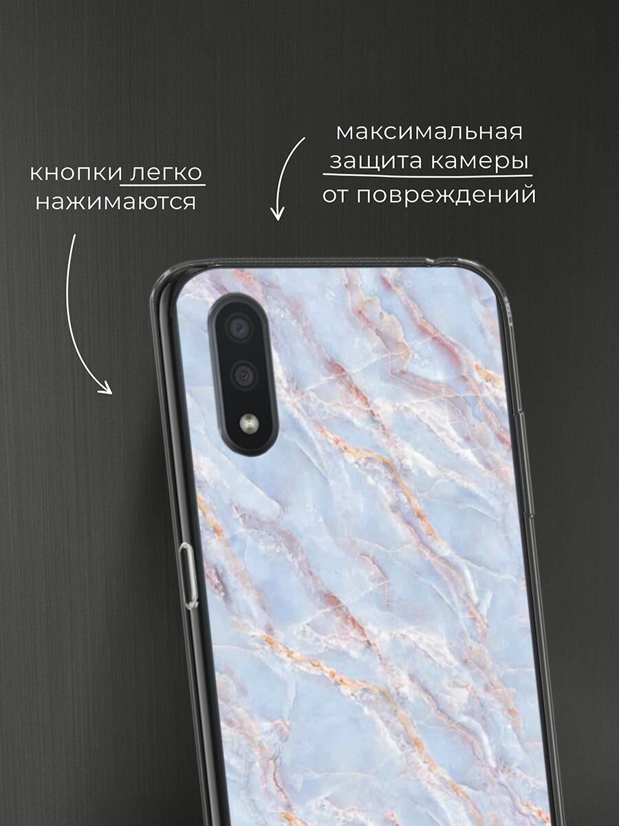 Чехол на Samsung Galaxy A01 / Самсунг Гэлакси А01 с принтом "Сиреневый мрамор" — фото 1