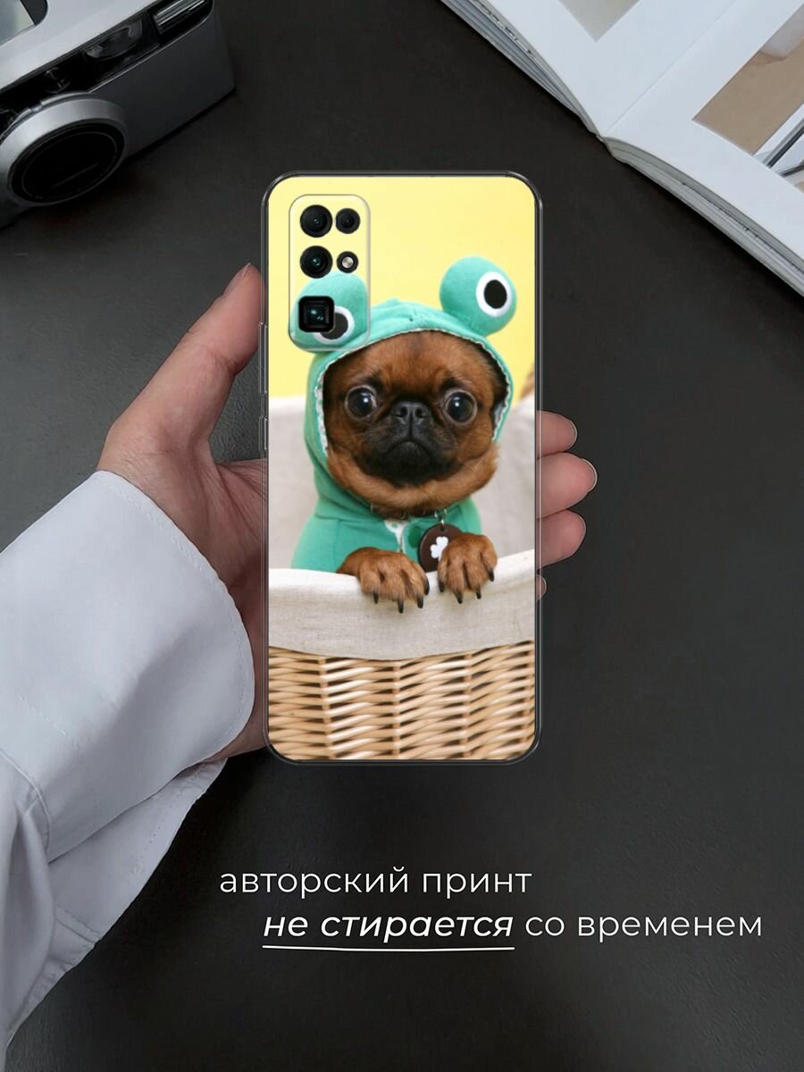 Чехол на Honor 30 / Хонор 30 с принтом "Собачка в шапке лягушки" — фото 1