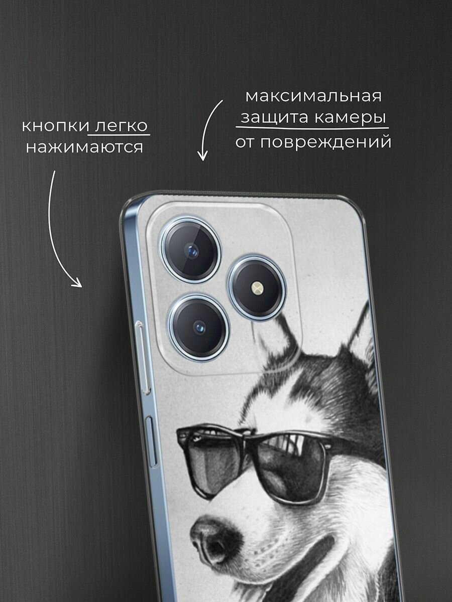 Силиконовый чехол на Realme C63 / Реалми С63 с принтом "Крутой Хаске" — фото 1