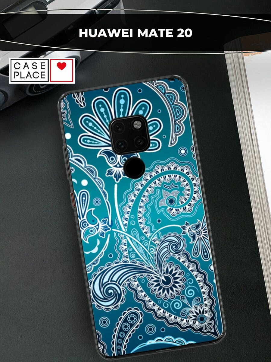 Чехол на Huawei Mate 20 / Хуавей Мате 20 с принтом "Узоры на синем"