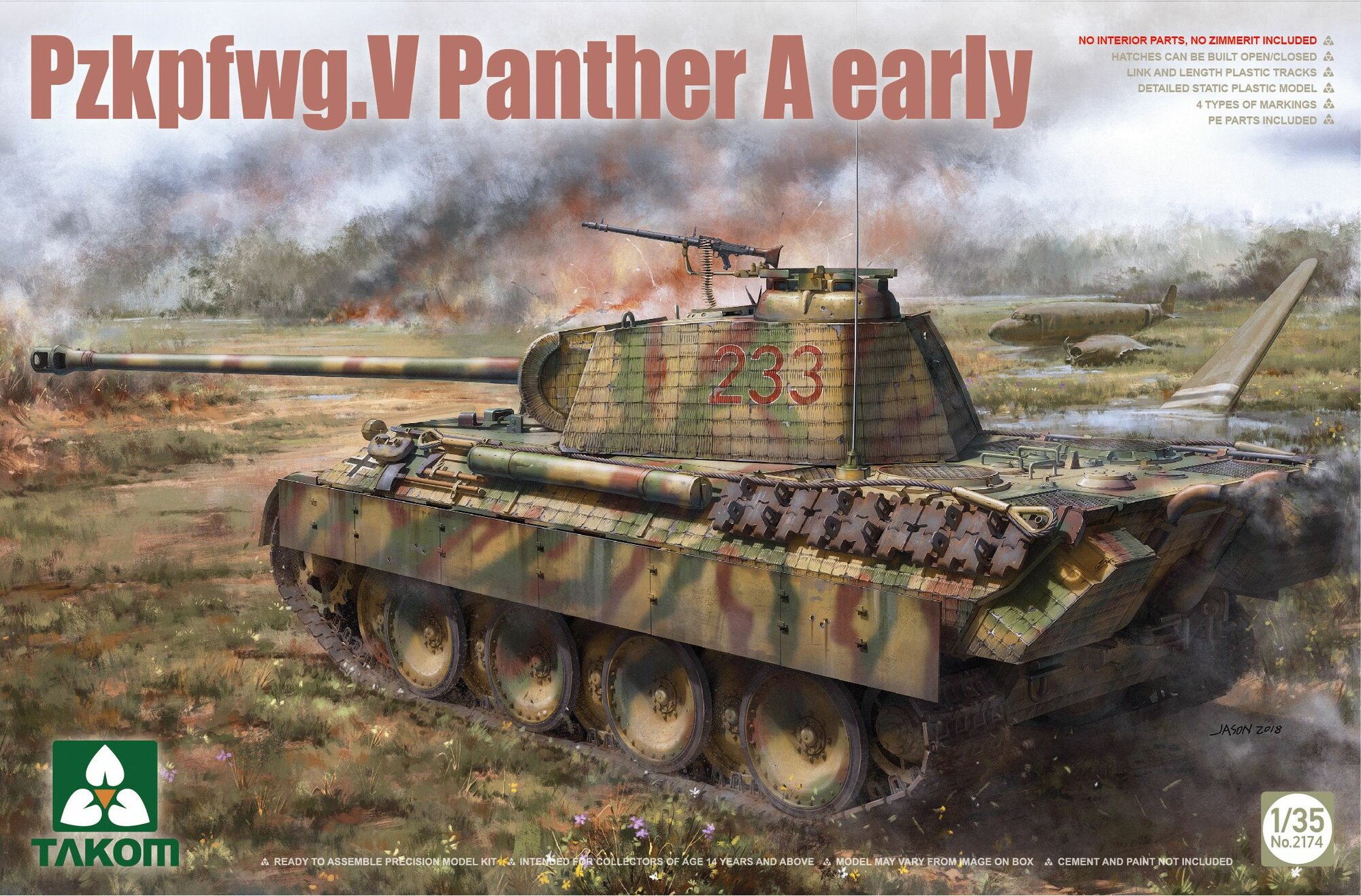 TAKOM 2174 1/35 Pzkpfwg.V Panther A Early Модель сборки танков (Модель без солдат)