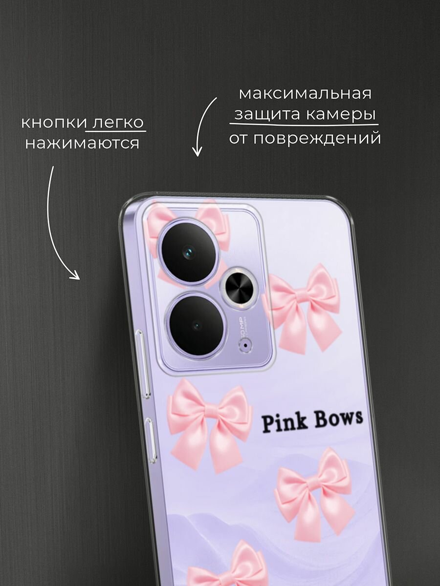 Чехол на Realme 14T / Реалми 14Т с принтом "Pink Bows", прозрачный — фото 1