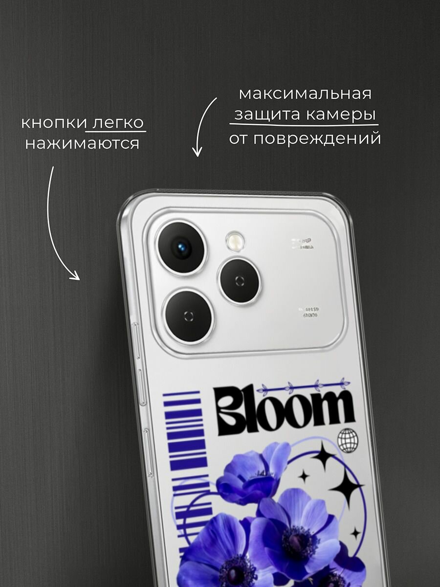 Чехол на Tecno Spark 40 / Текно Спарк 40 с принтом "Завораживающие анемоны", прозрачный — фото 1