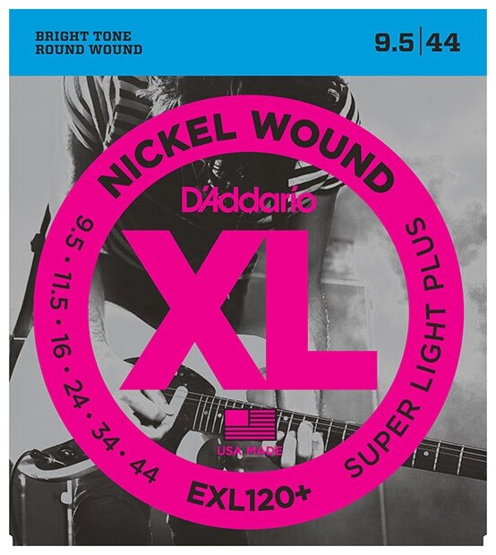 EXL120+ Nickel Wound Комплект струн для электрогитары, Super Light Plus, 9.5-44, D'Addario
