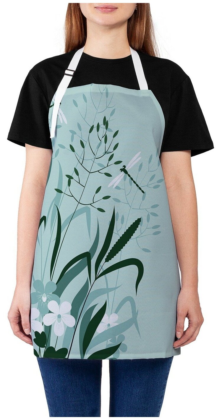 Фартук для кухни тканевый "Фантомное цветение" / водоотталкивающий, универсальный размер , JoyArty