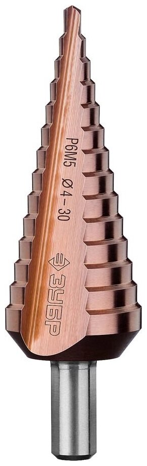 ЗУБР кобальт 4-30мм, 14 ступеней, сверло ступенчатое, кобальтовое покрытие