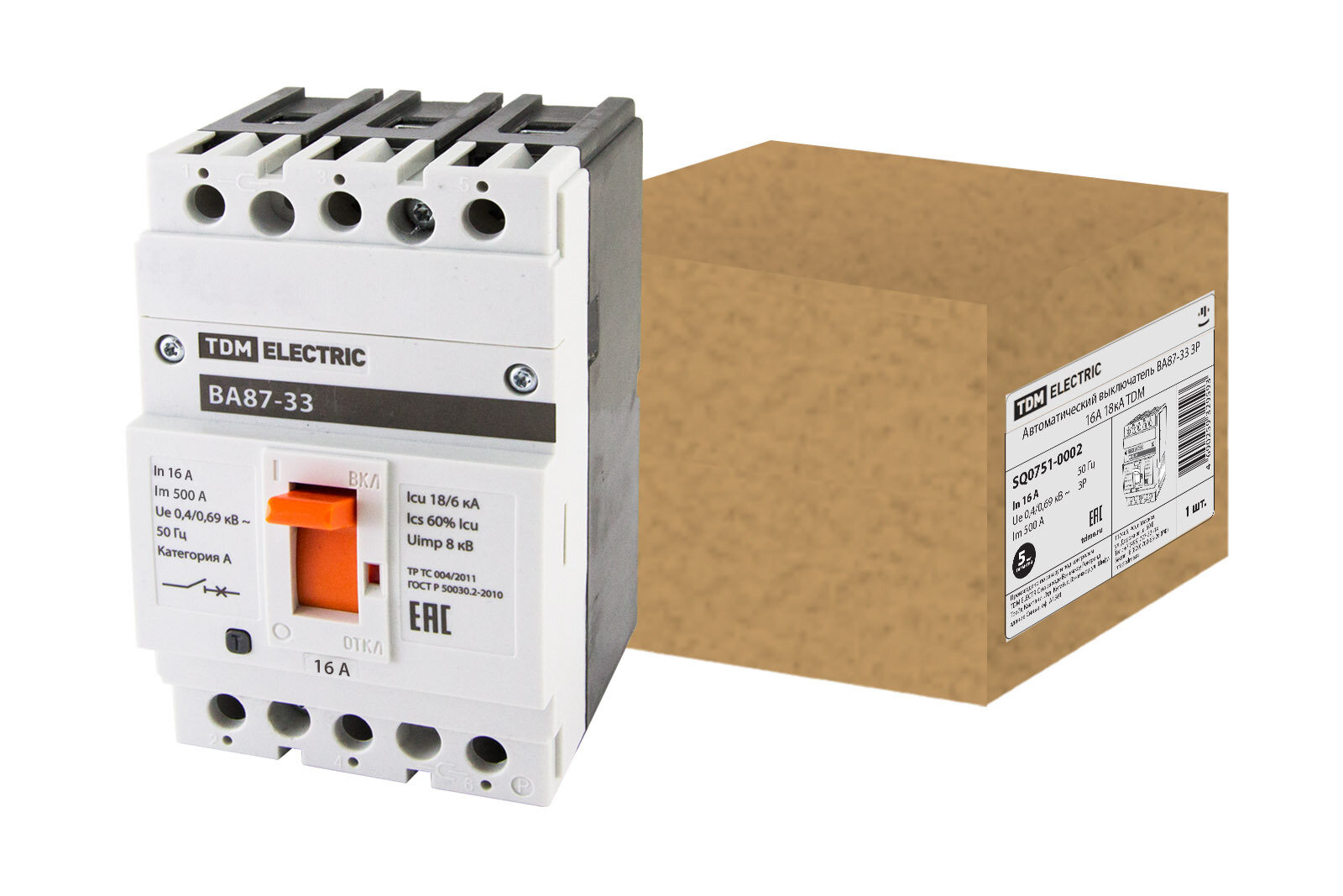 Автоматический выключатель ВА87-33 3Р 16А 18 кА TDM Electric