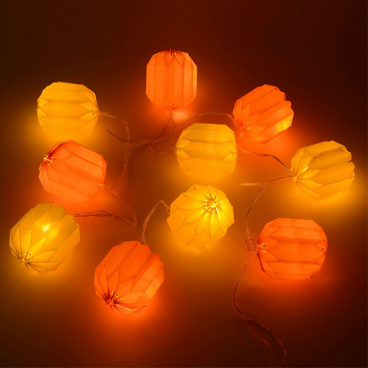 15-20 Электрическая гирлянда светодиодная, цветной бумажный фонарик, расстояние между диодами 15 см