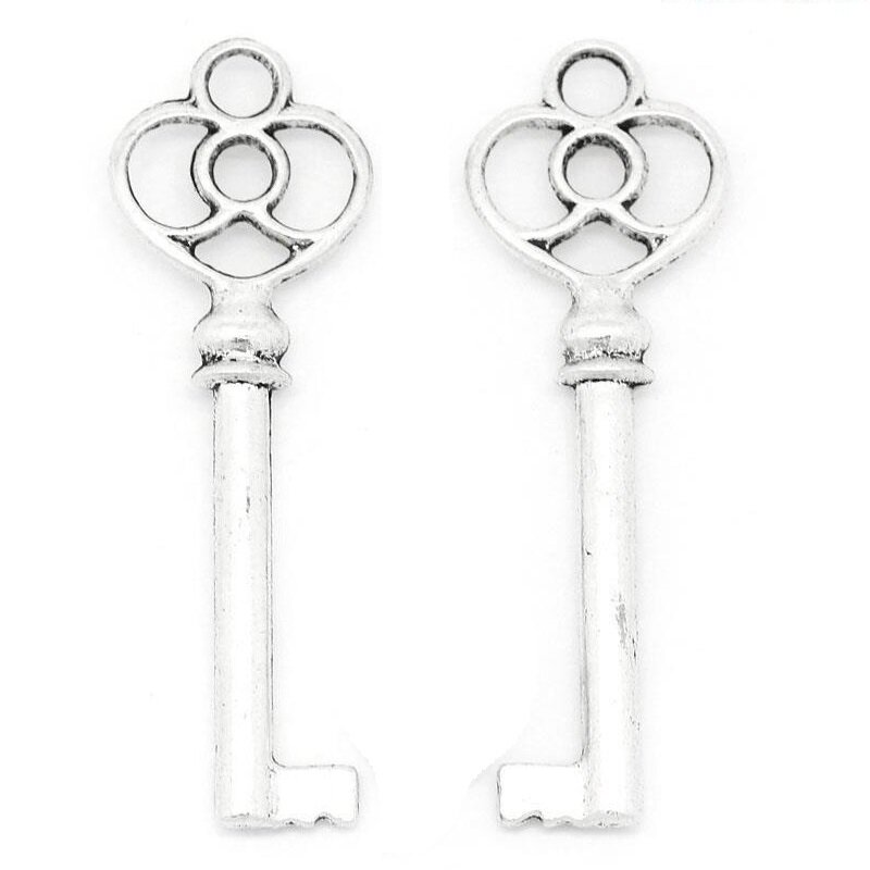 Подвеска, 61.5х20мм, большой ключ, базовый материал - цинковый сплав, стиль тибетское серебро, 5 шт.